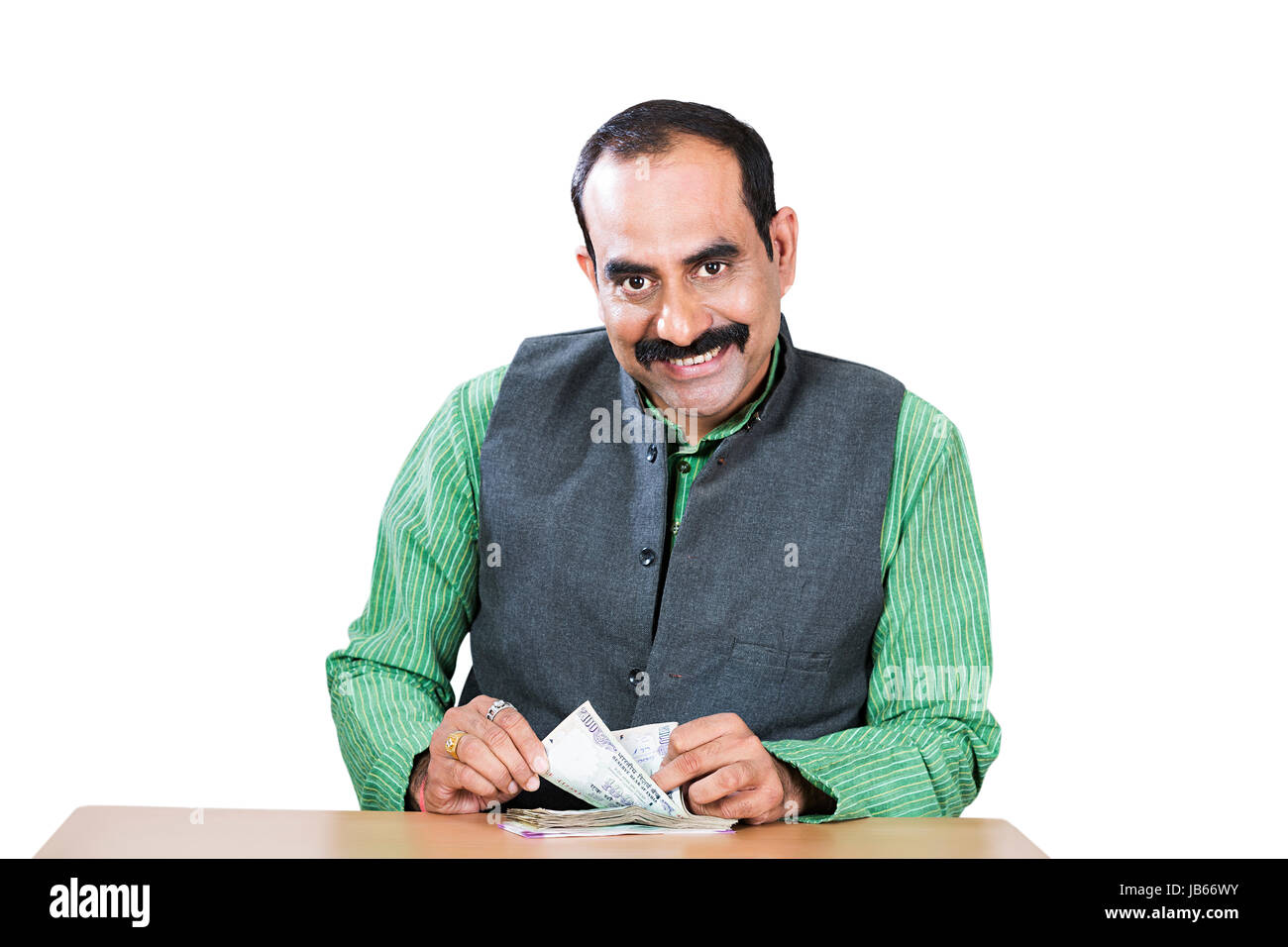 Happy 1 Rural Man Counting Indian Currency Notes Money Concept Stock ...
