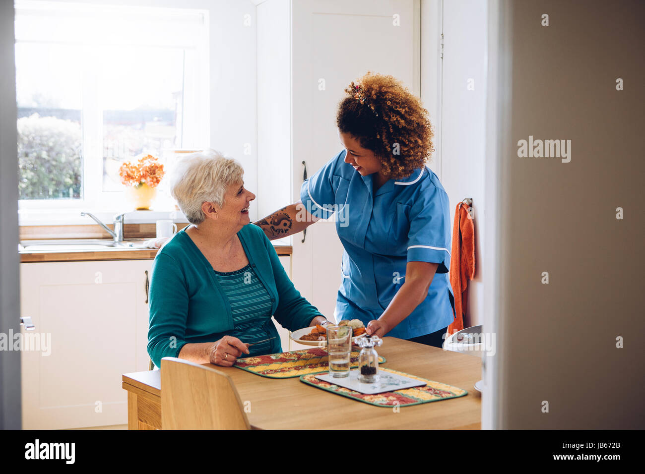 Old lady in care home hi-res stock photography and images - Alamy