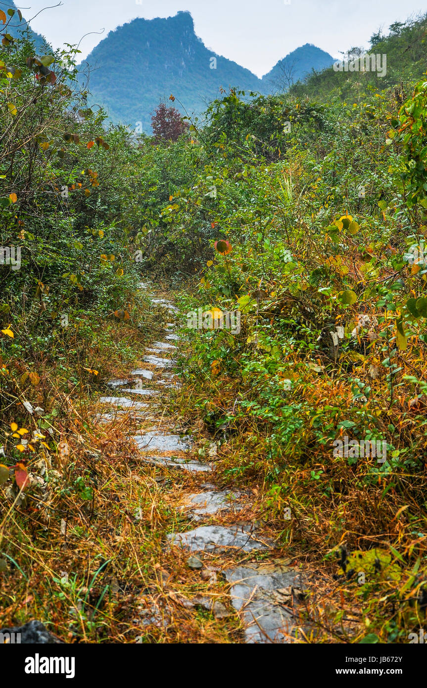 The hiking pathway scenery in the rural area Stock Photo - Alamy