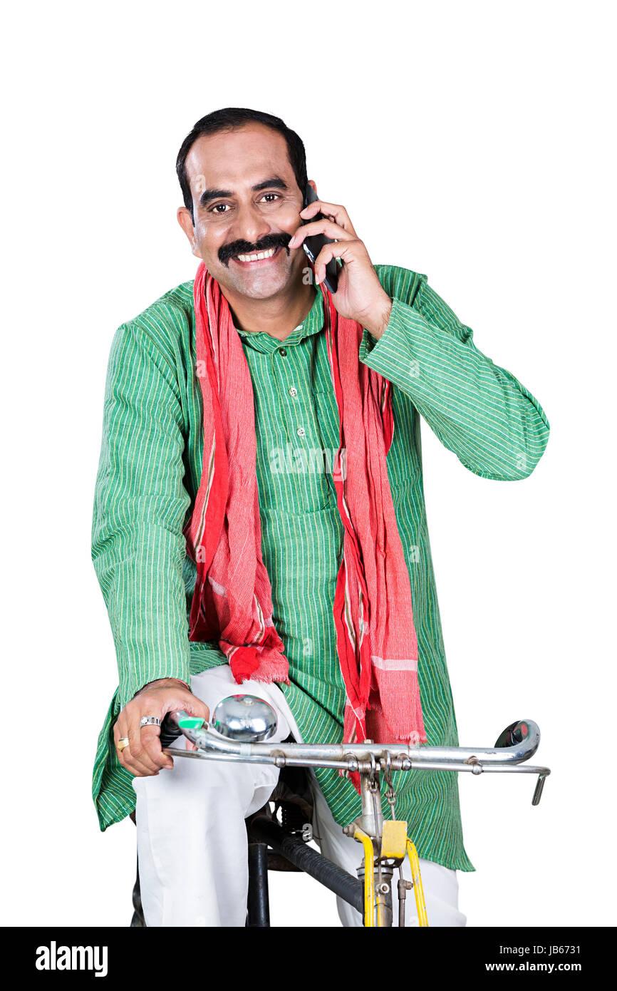 Indian farmer with phone Cut Out Stock Images & Pictures - Alamy