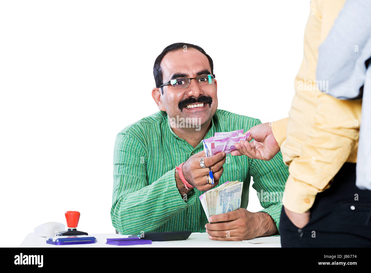 Indian man Accountant Giving Money Factory Labours Salary Payment ...