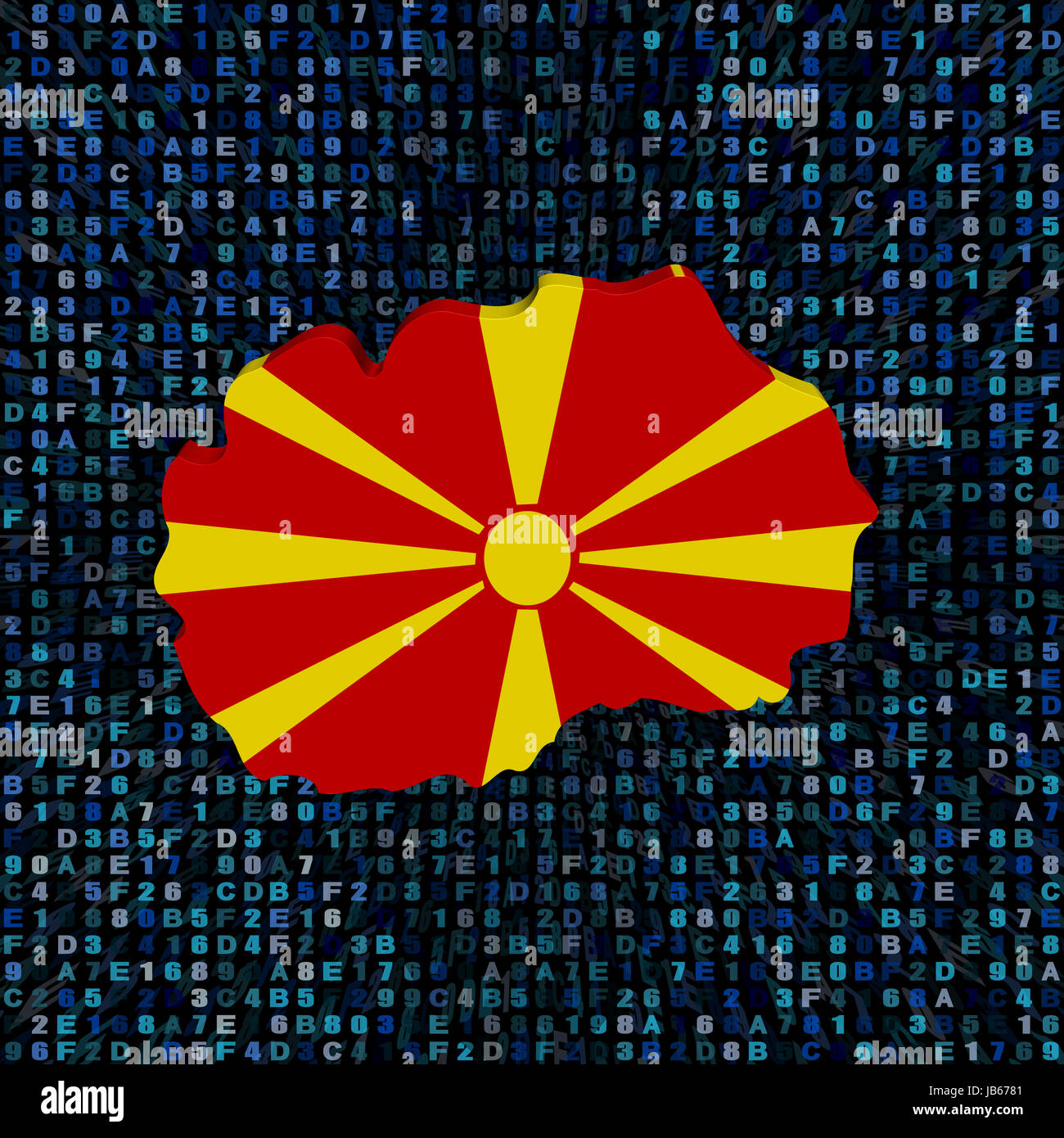 Macedonia map flag on hex code illustration Stock Photo - Alamy