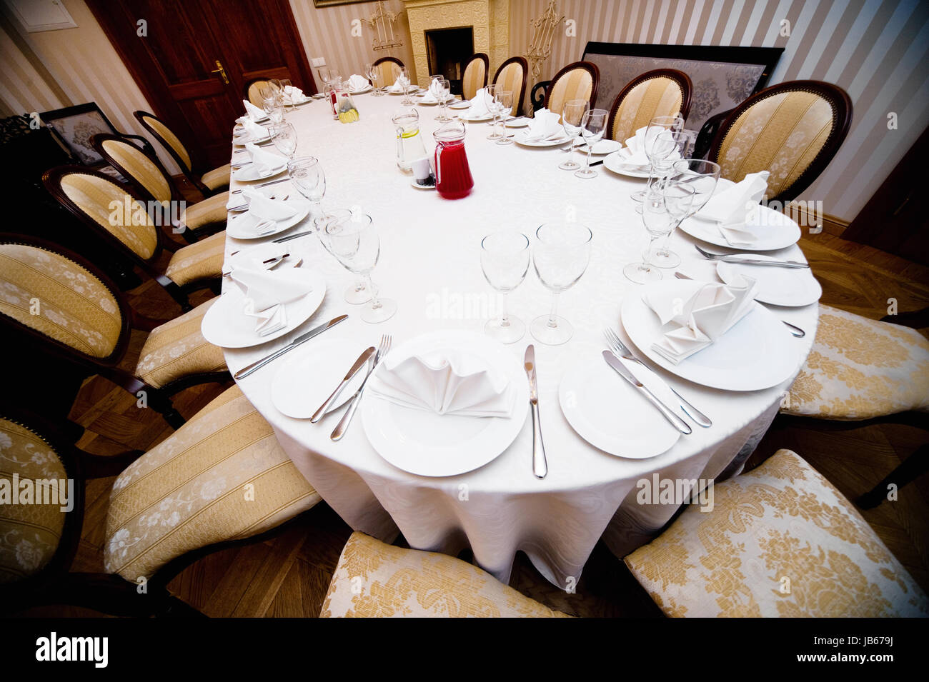 Table appointments for wedding dinner Stock Photo - Alamy