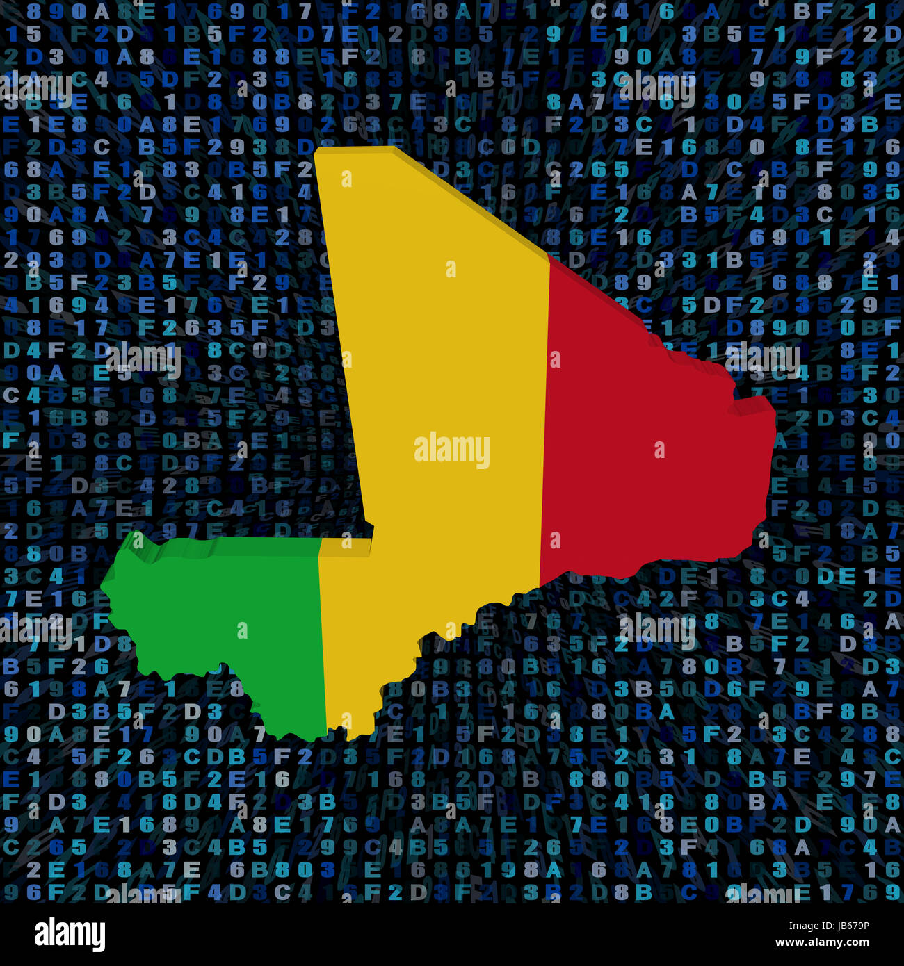 Mali map flag on hex code illustration Stock Photo - Alamy