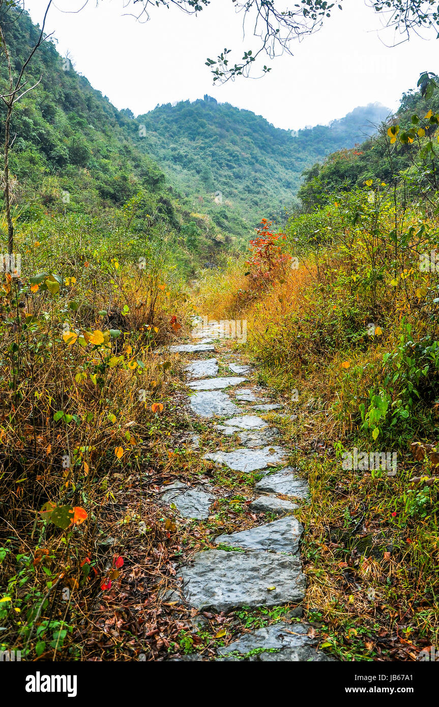 The hiking pathway scenery in the rural area Stock Photo - Alamy