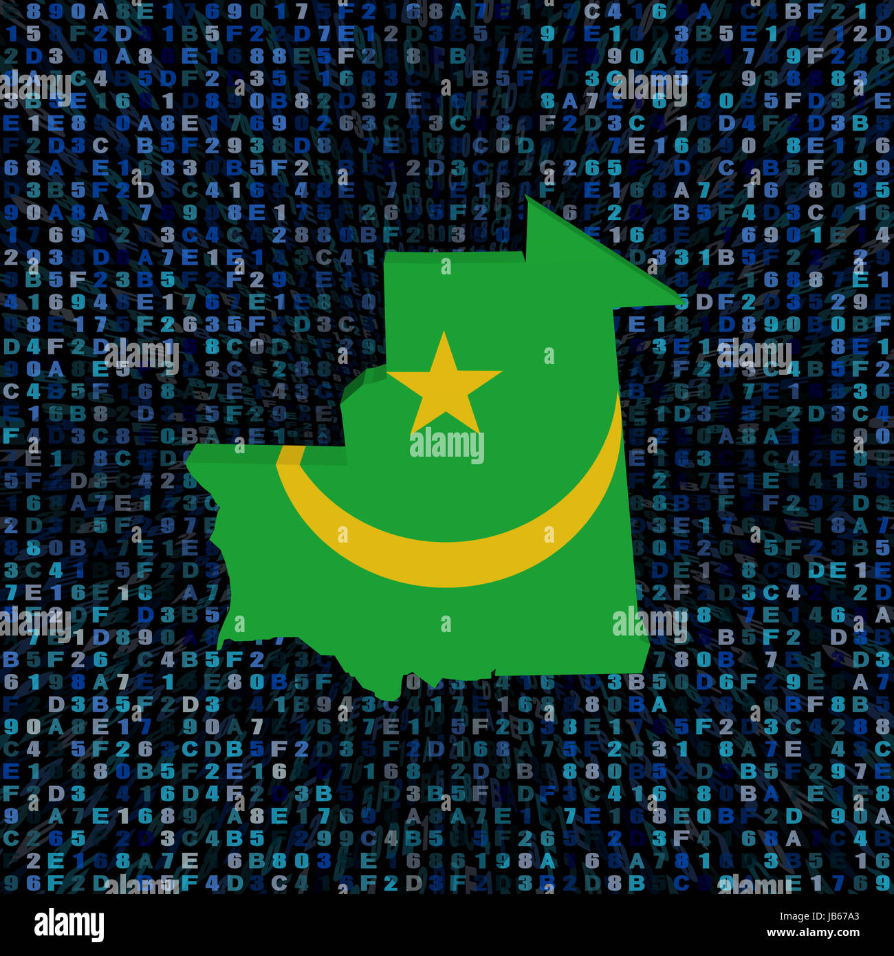 Mauritania map flag on hex code illustration Stock Photo - Alamy