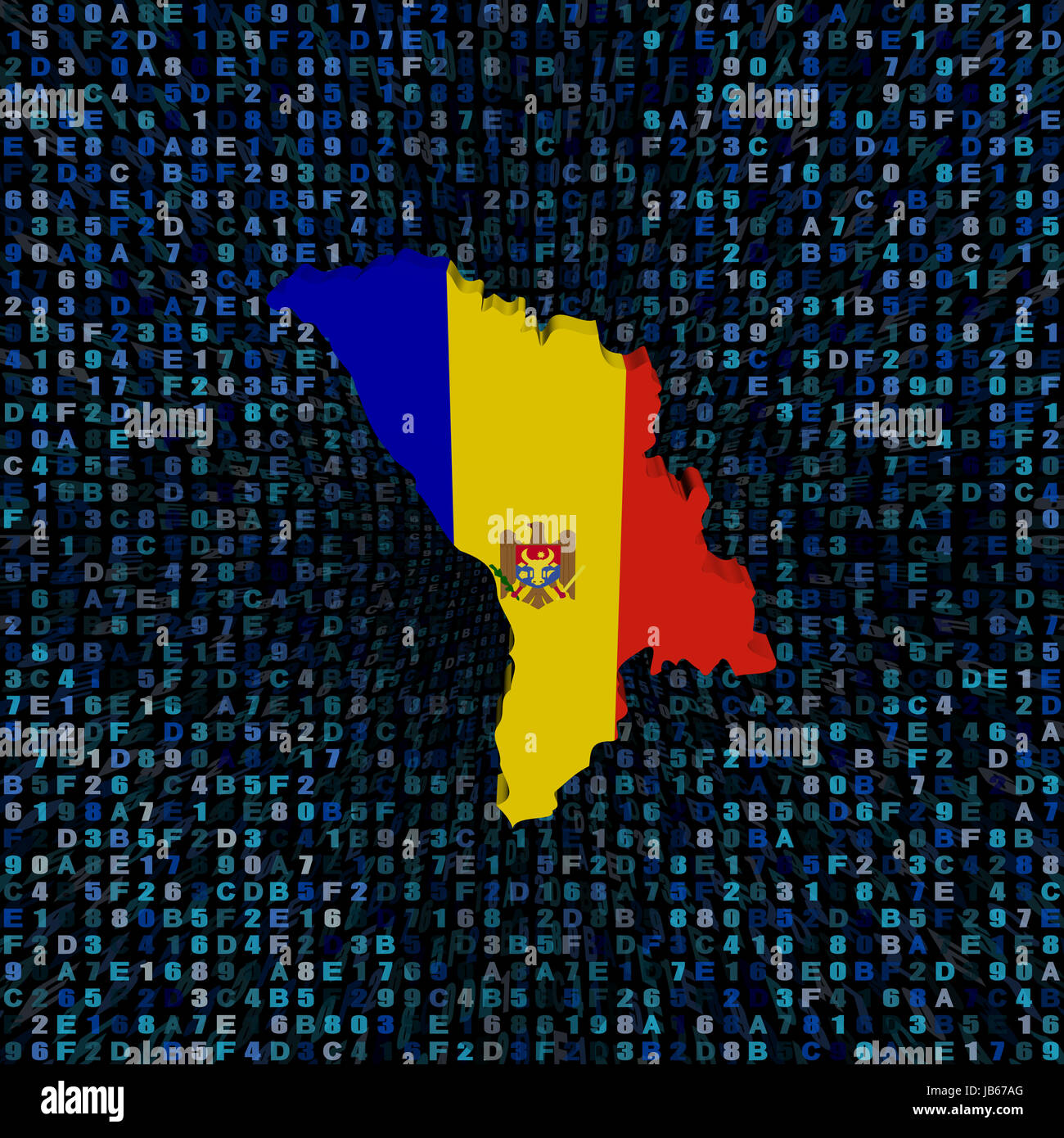 Moldova map flag on hex code illustration Stock Photo - Alamy