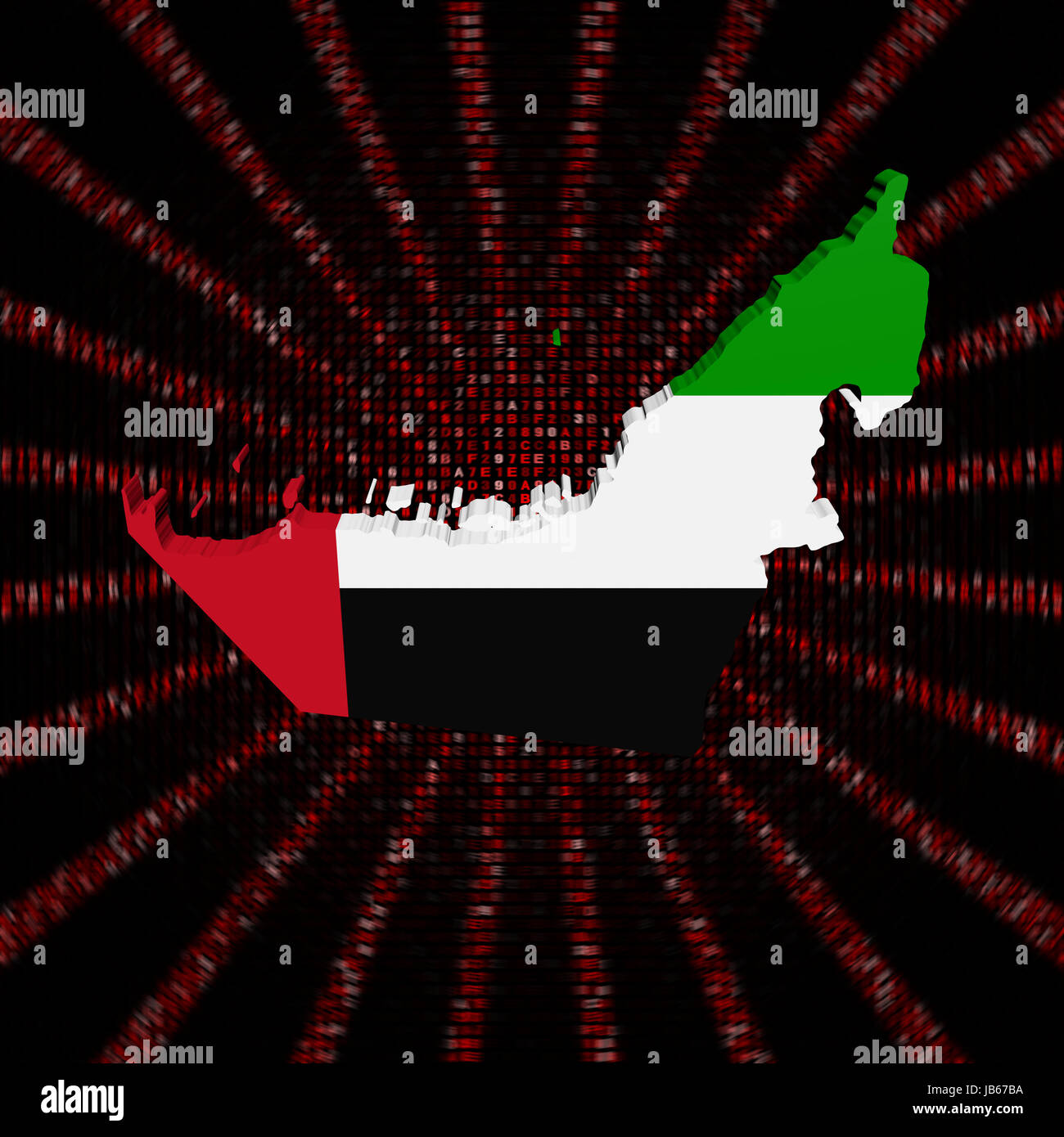 UAE map flag on red hex code burst illustration Stock Photo - Alamy