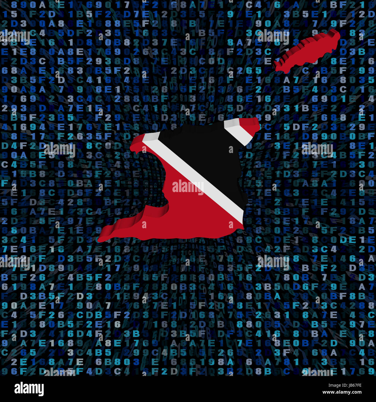 Trinidad map flag on hex code illustration Stock Photo - Alamy
