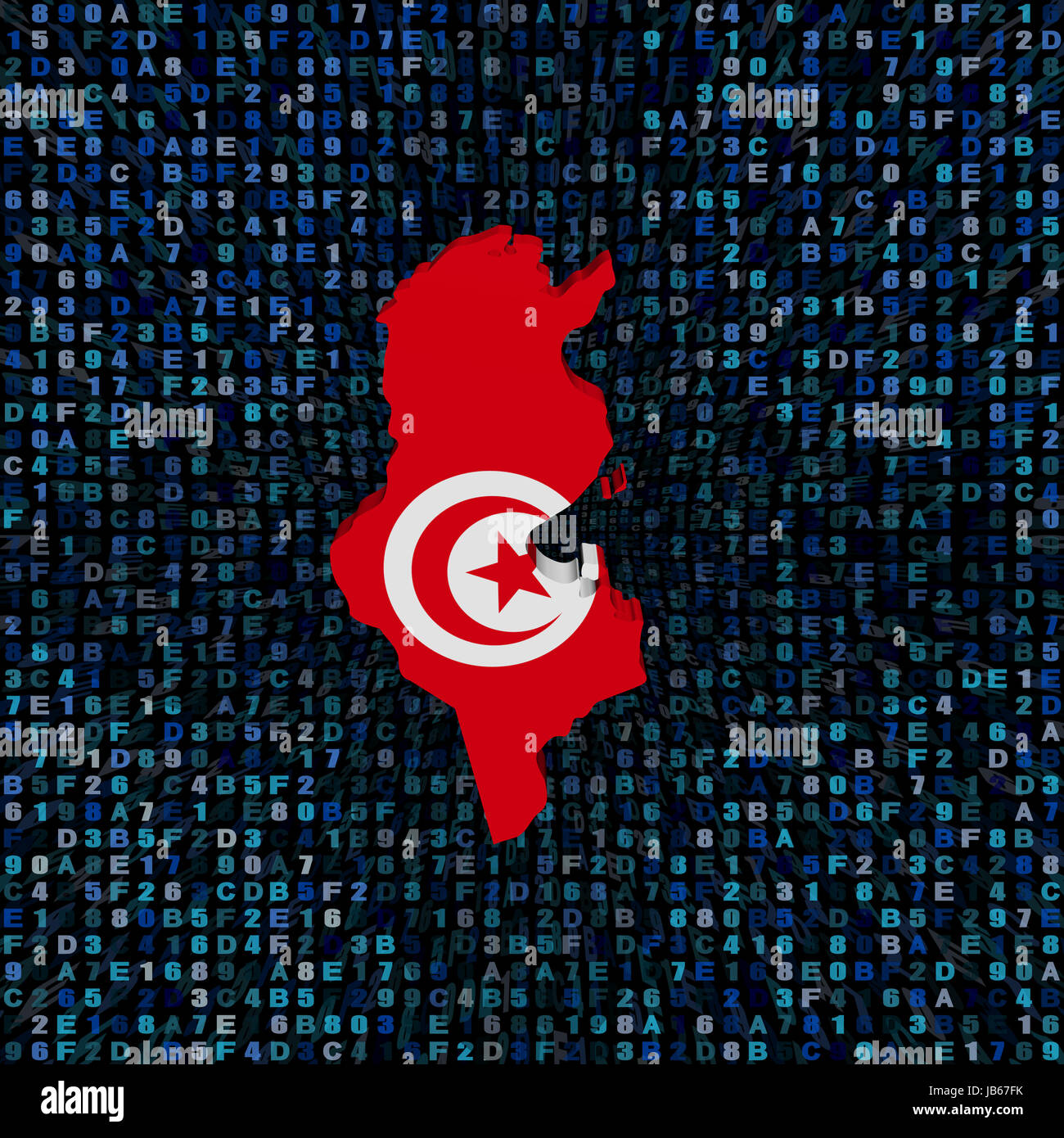 Tunisia map flag on hex code illustration Stock Photo - Alamy