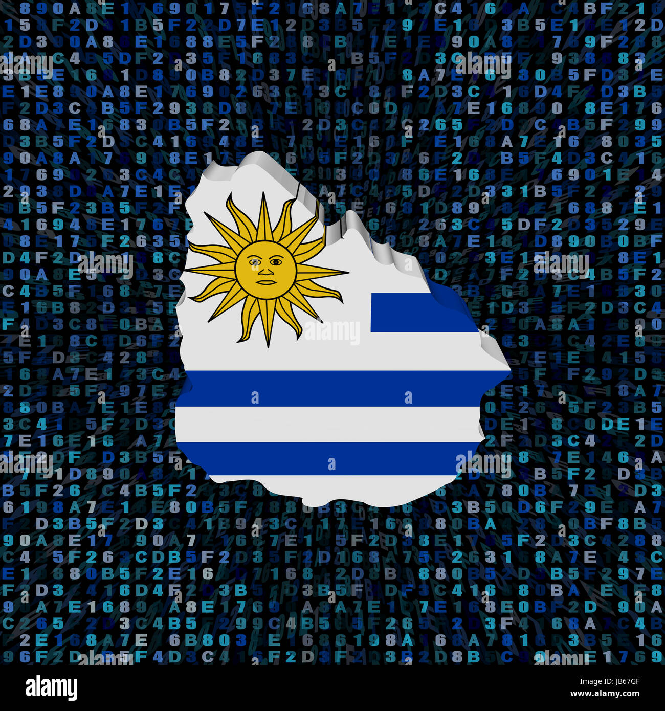 Uruguay map flag on hex code illustration Stock Photo - Alamy