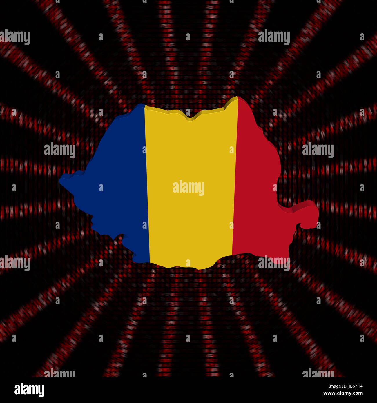 Romania map flag on red hex code burst illustration Stock Photo - Alamy