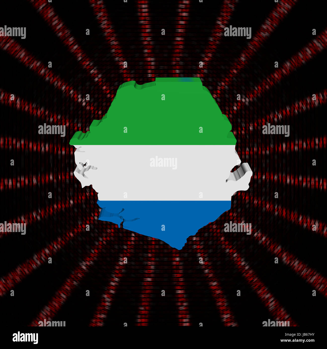 Sierra Leone map flag on red hex code burst illustration Stock Photo ...