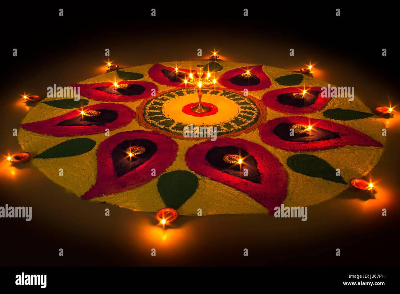 Decoration Hinduism Diwali Festival Rangoli Ligting Diya Stock Photo ...