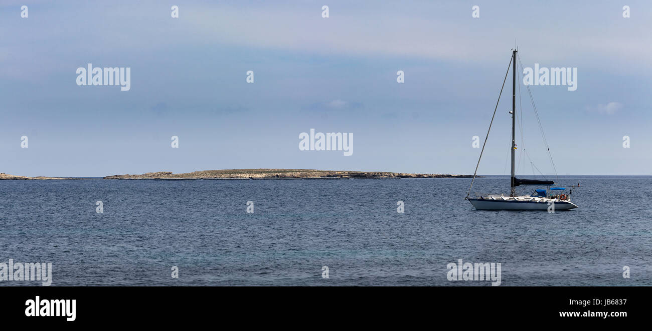 Yacht at the Malta's coast near Bugibba city Stock Photo - Alamy