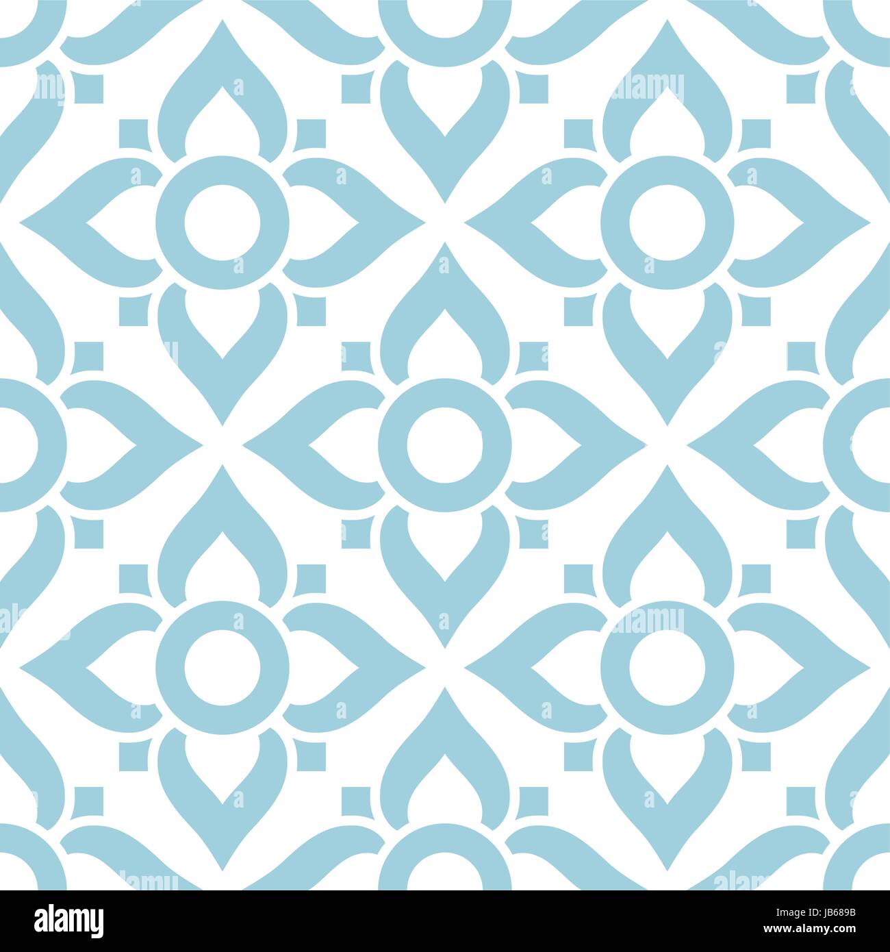Thai seamless pattern with flowers - tiled design in blue on white ...
