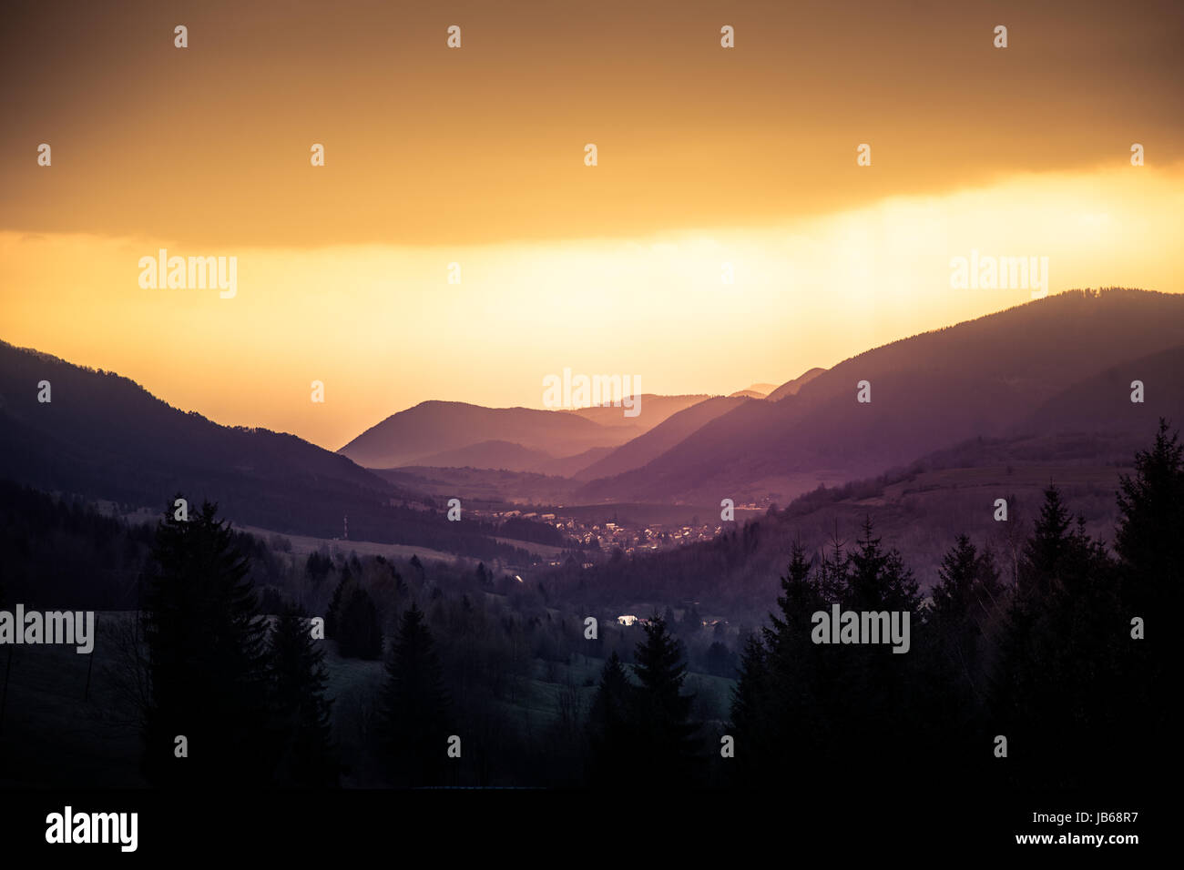 A beautiful sunset landscape of Tatra mountains in Slovakia. Colorful ...