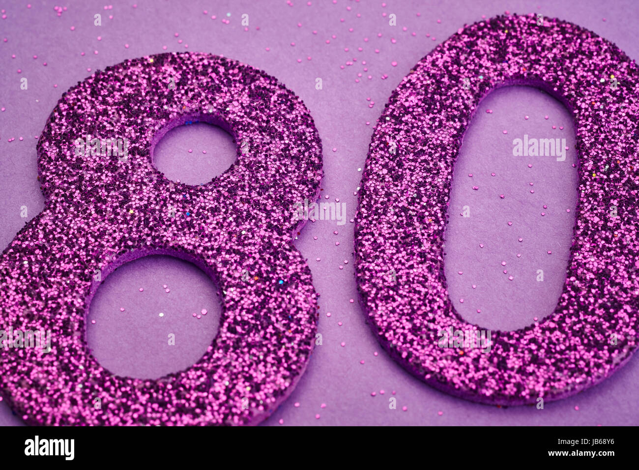 Number eighty purple color over a purple background. Anniversary ...