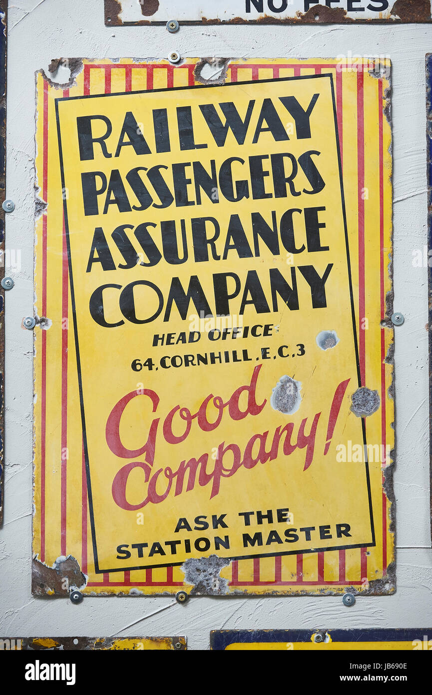 Enamel metal Advertising sign Stock Photo - Alamy