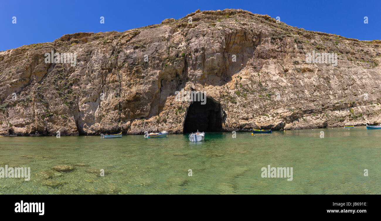 Entrance to the cave. Inland sea, Dwejra, Gozo island, Malta Stock ...