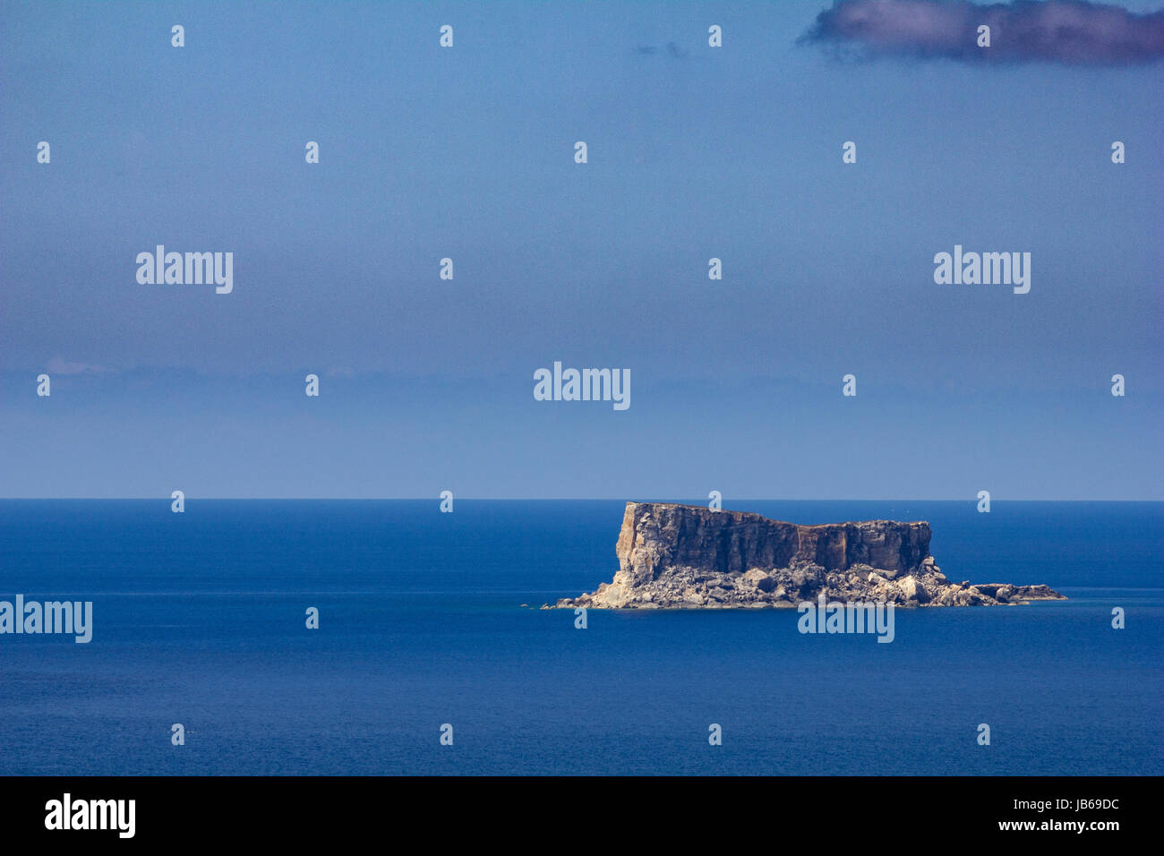 Filfla island seen from the area of the Blue Grotto. Malta, Europe ...