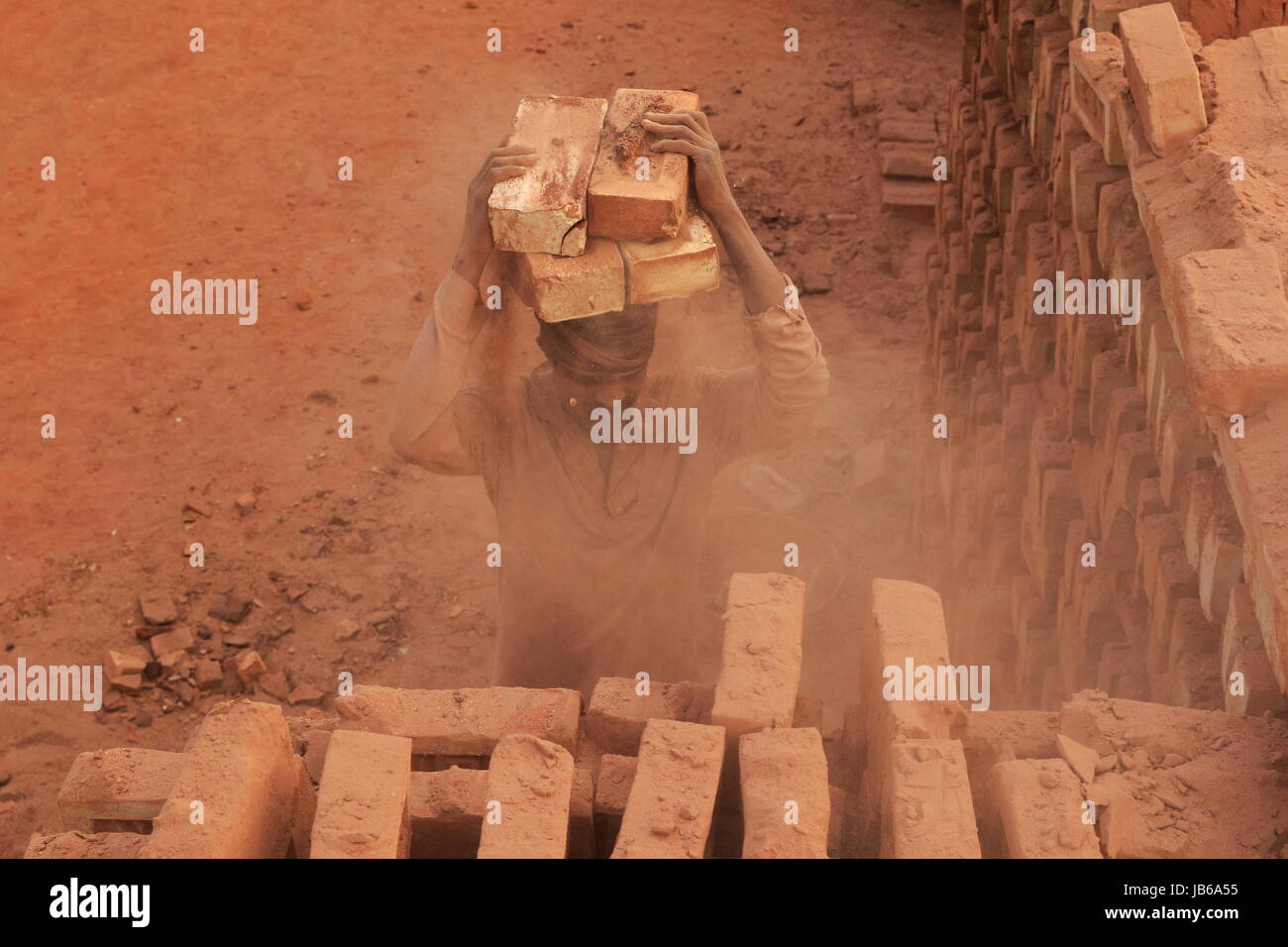 A laborer works at brickfield at Khulna, Bangladesh Stock Photo - Alamy