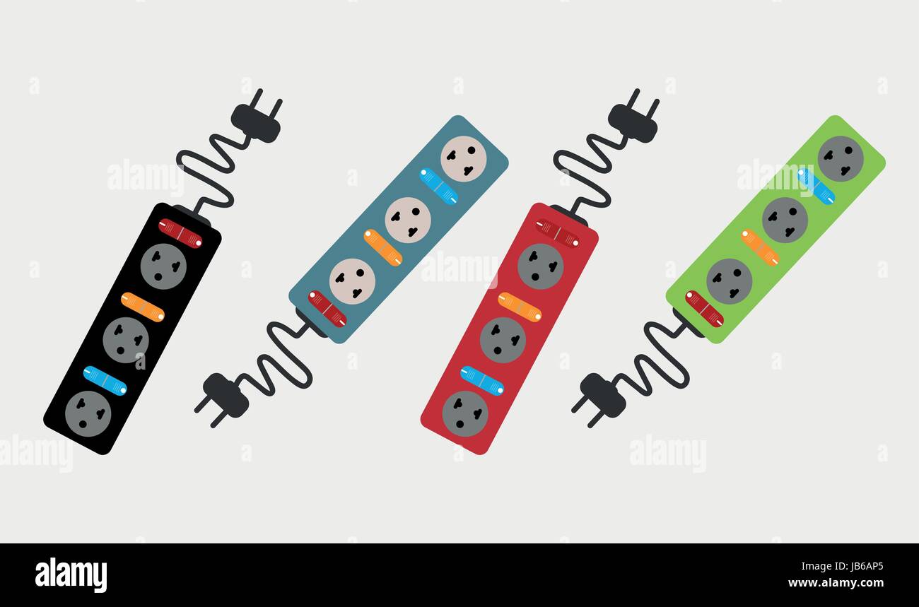 Extension Cord with switch isolated on white background vector and ...