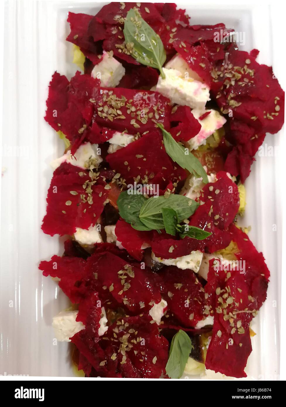 salad with beet, feta and dry tuna Stock Photo - Alamy