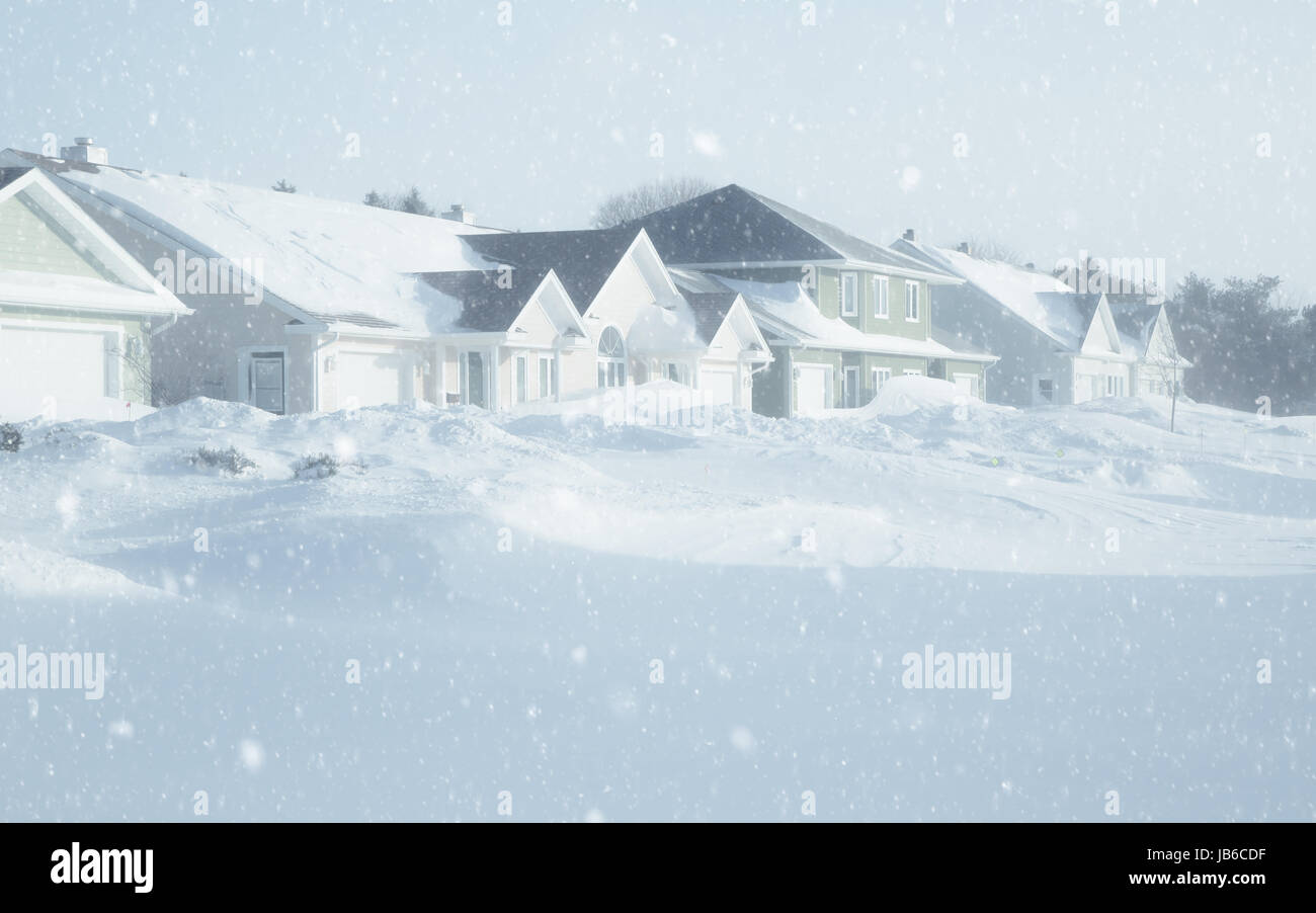 Snow Falling On Houses