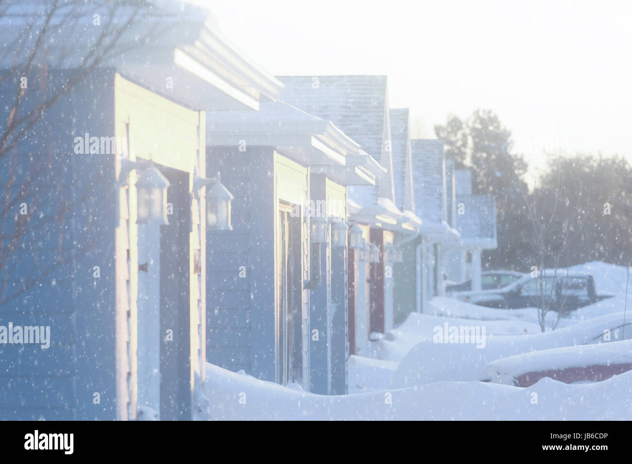 Snow falling in a North American neighborhood Stock Photo - Alamy