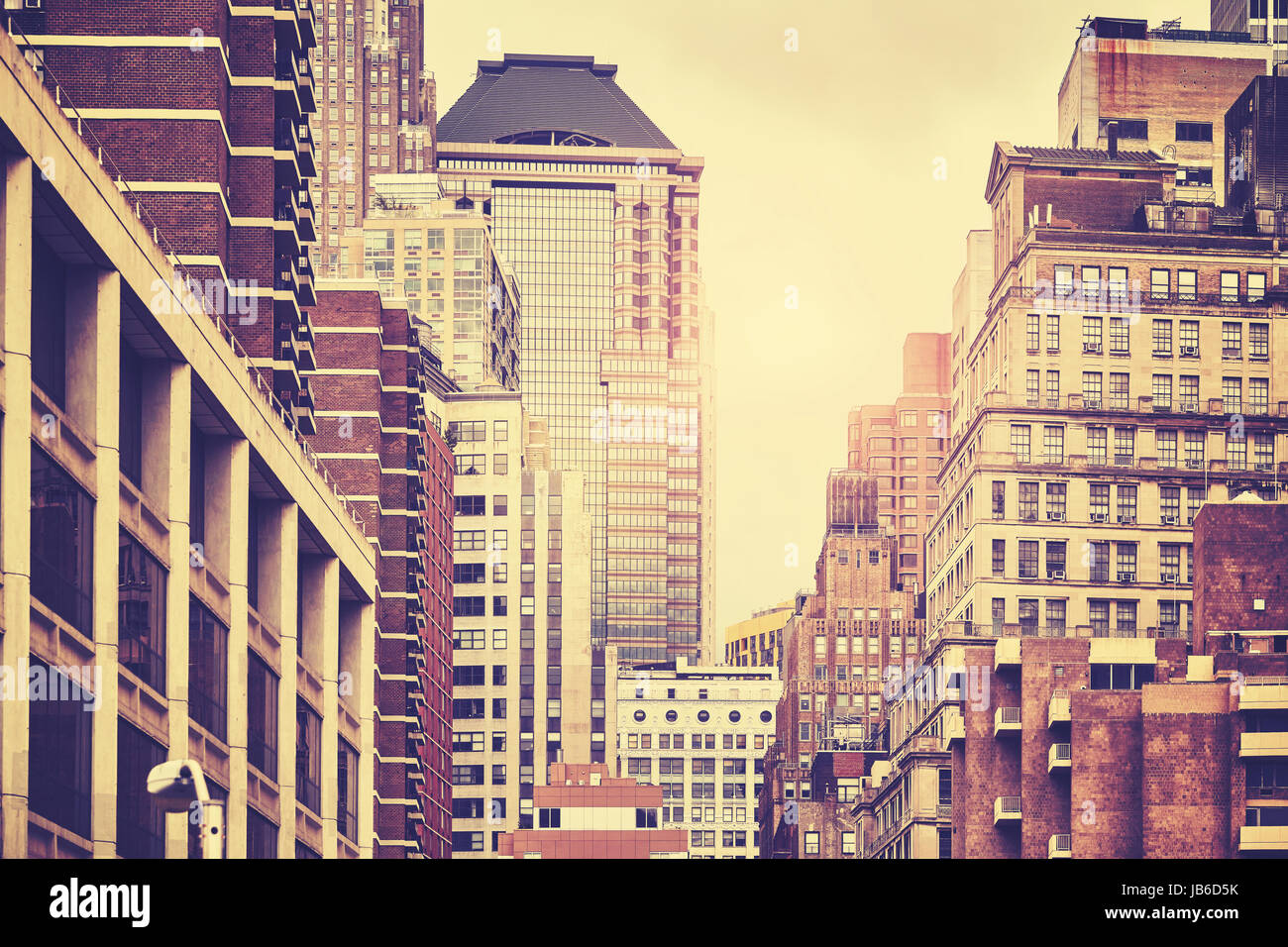 Retro toned picture of old Manhattan buildings, New York City, USA ...