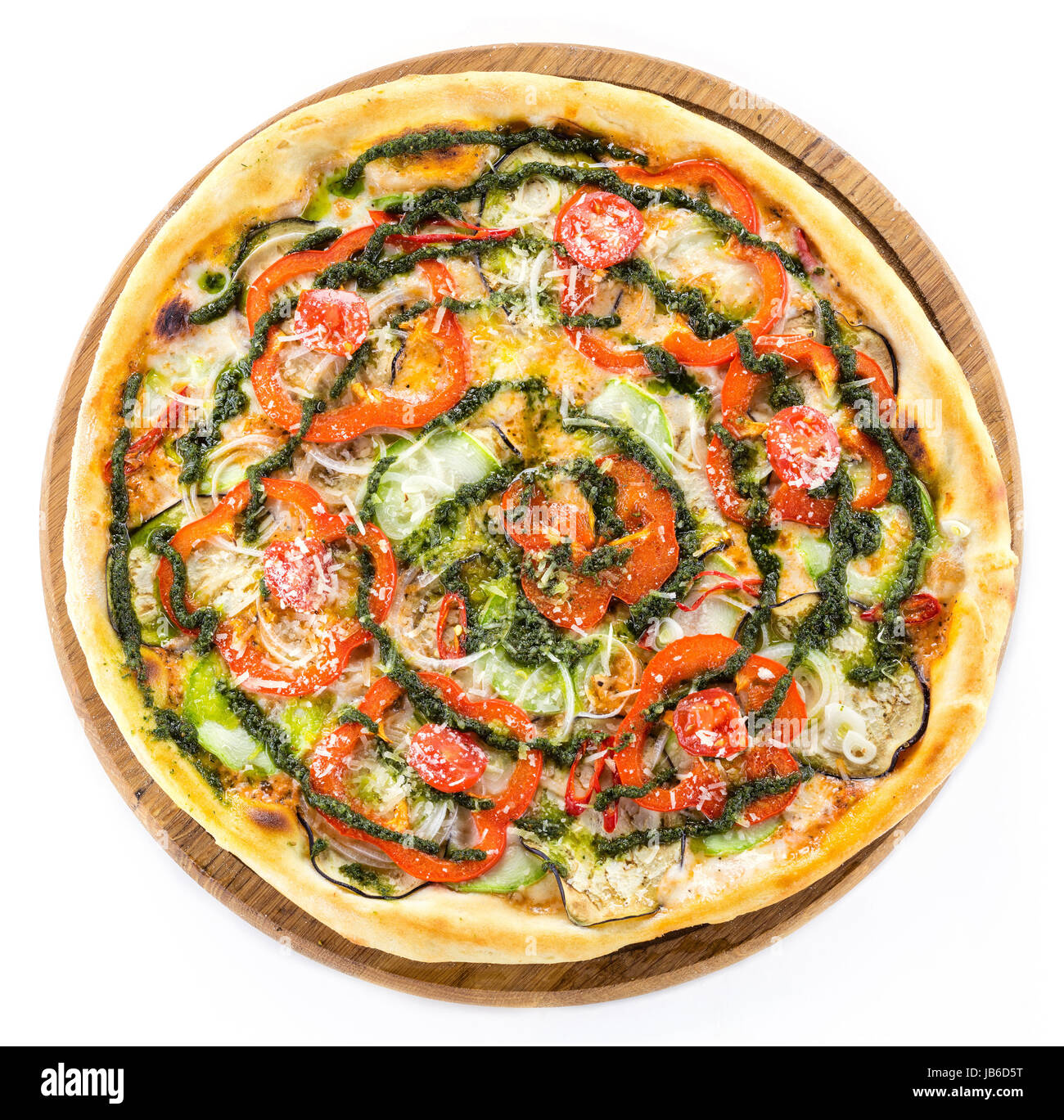 Vegeterian pizza over white background, view from above Stock Photo - Alamy