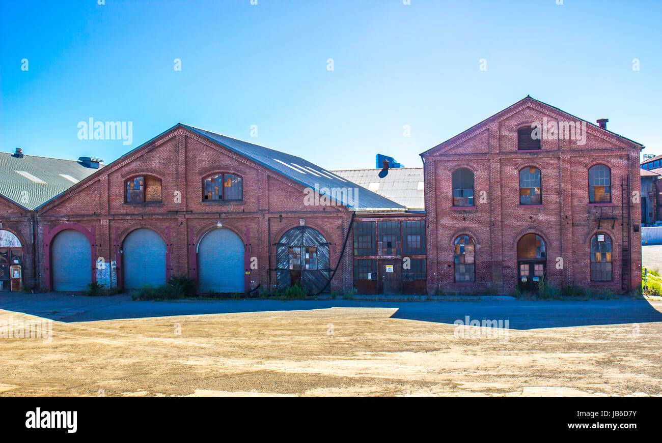 Abandoned Vintage Buildings At Railroad Maintenance Yard Stock Photo ...
