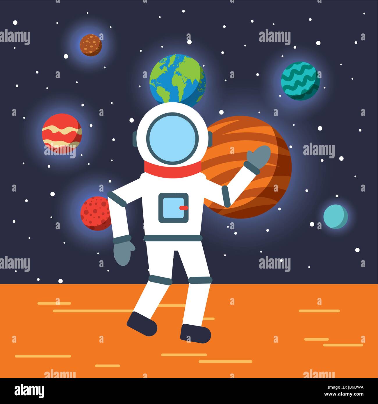 astronaut solar system flat Stock Vector Image & Art - Alamy