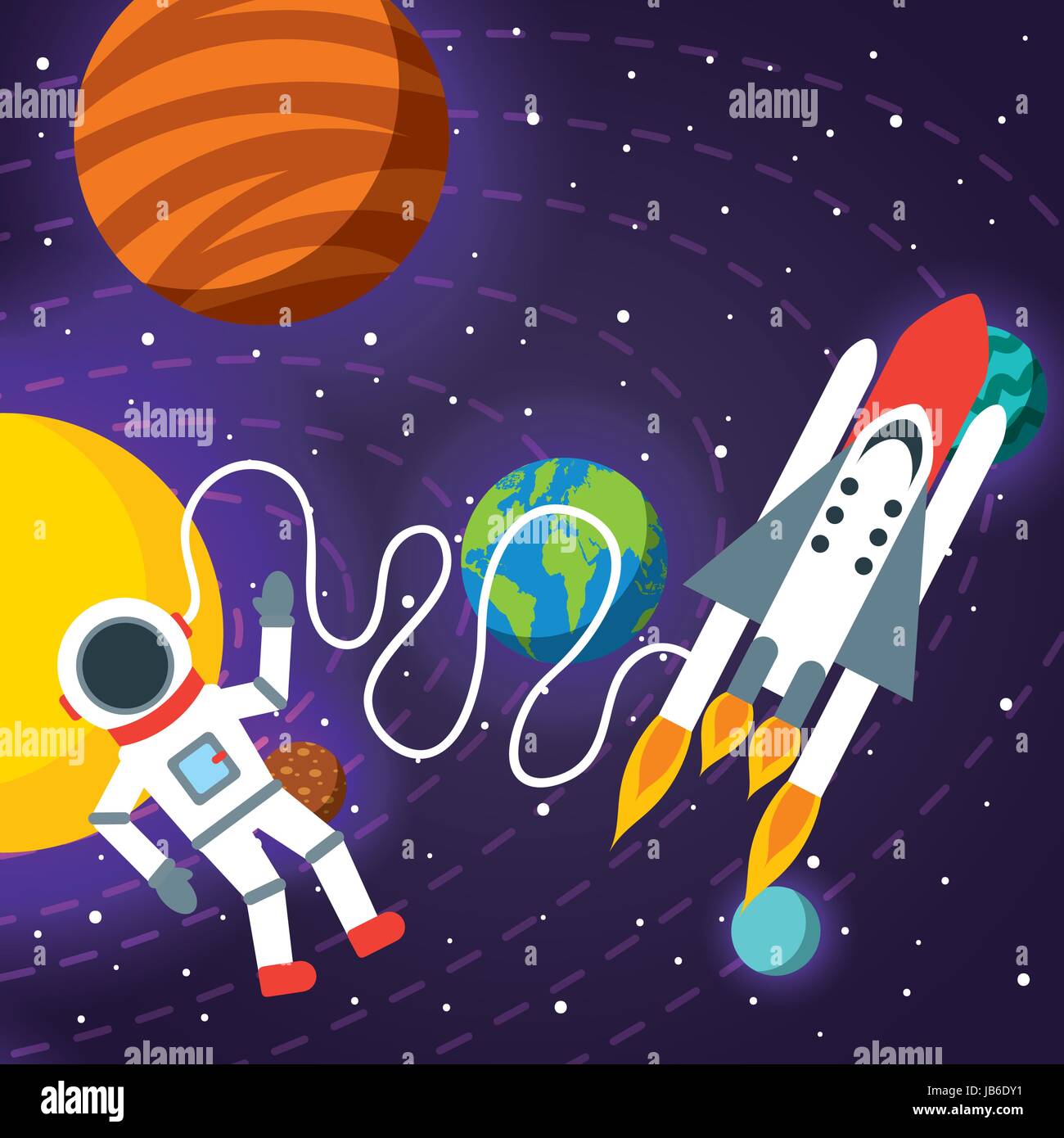 astronaut solar system flat Stock Vector Image & Art - Alamy