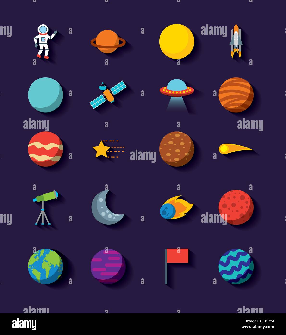 solar system icons set flat Stock Vector Image & Art - Alamy