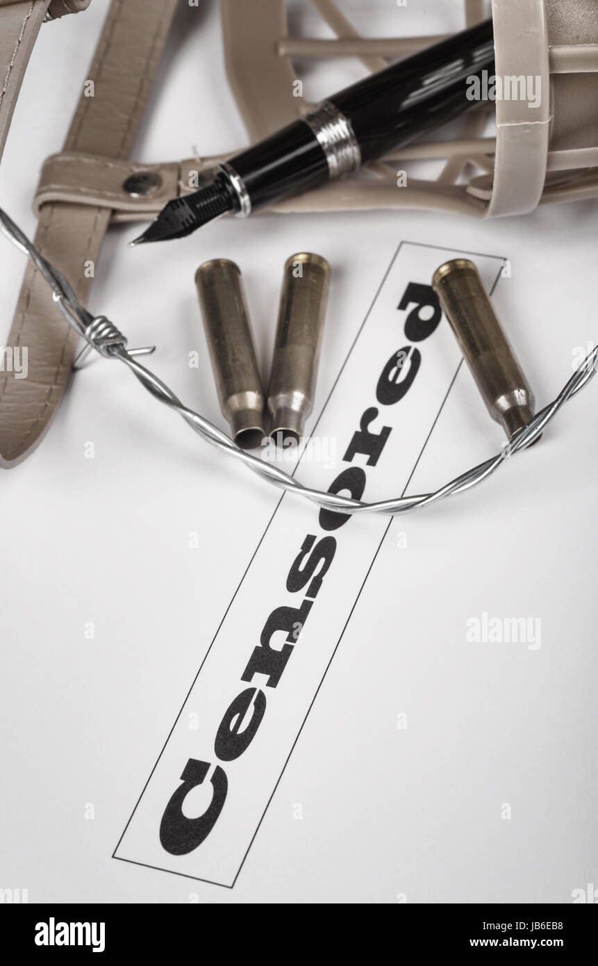 Studio shot with a concept about press freedom and censorship Stock ...