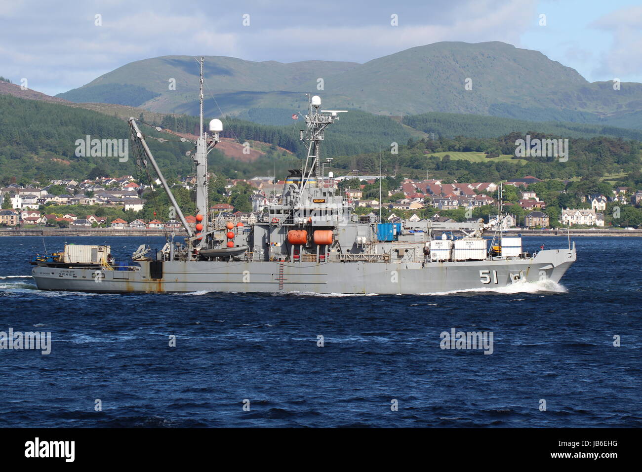USNS Grasp (T-ARS-51), a Safeguard-class salvage vessel operated by the ...