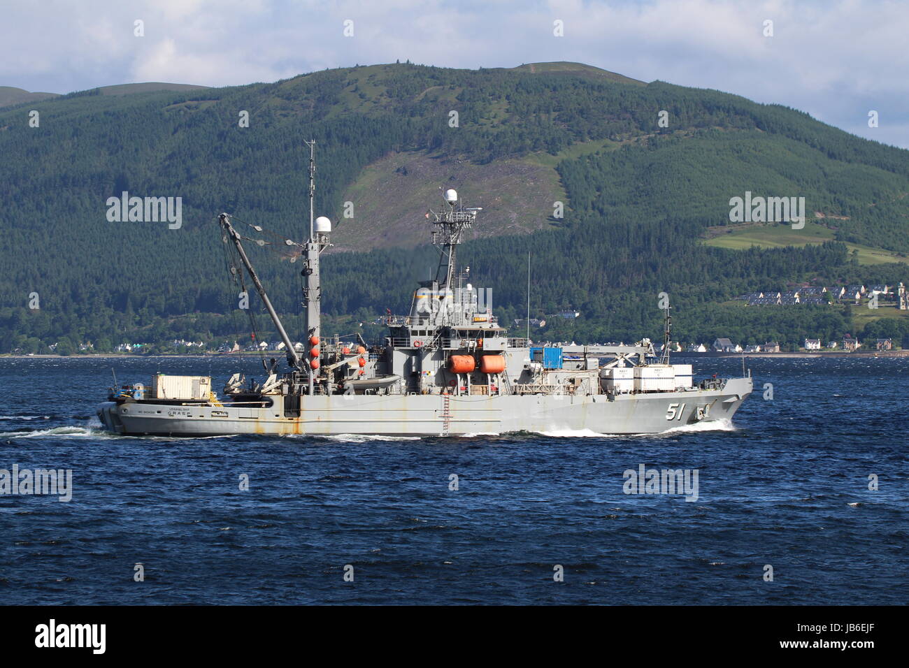 USNS Grasp (T-ARS-51), a Safeguard-class salvage vessel operated by the ...