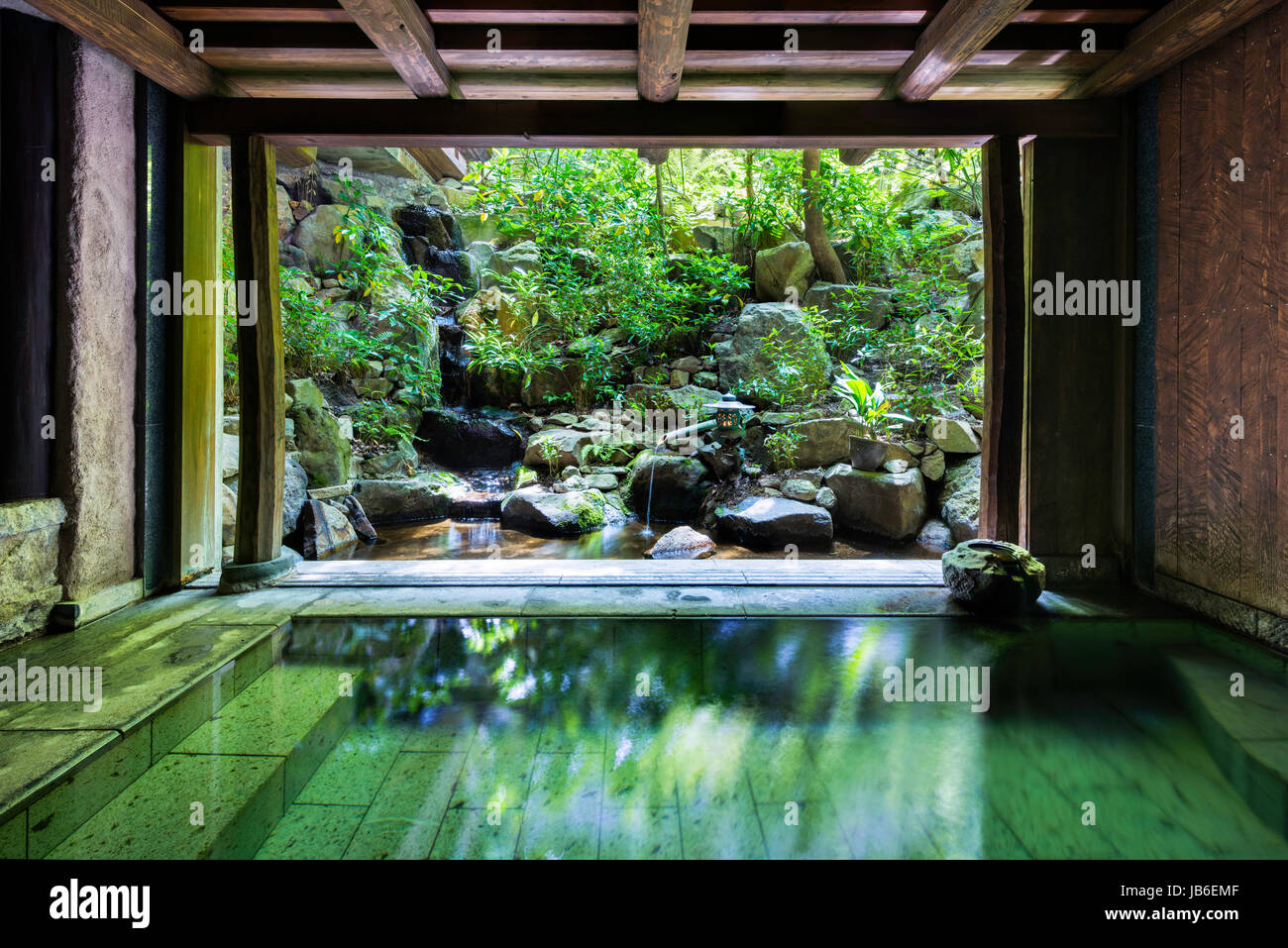 Japanese hot spring baths at Iwanoyu ryokan in Nagano, Japan Stock Photo - Alamy