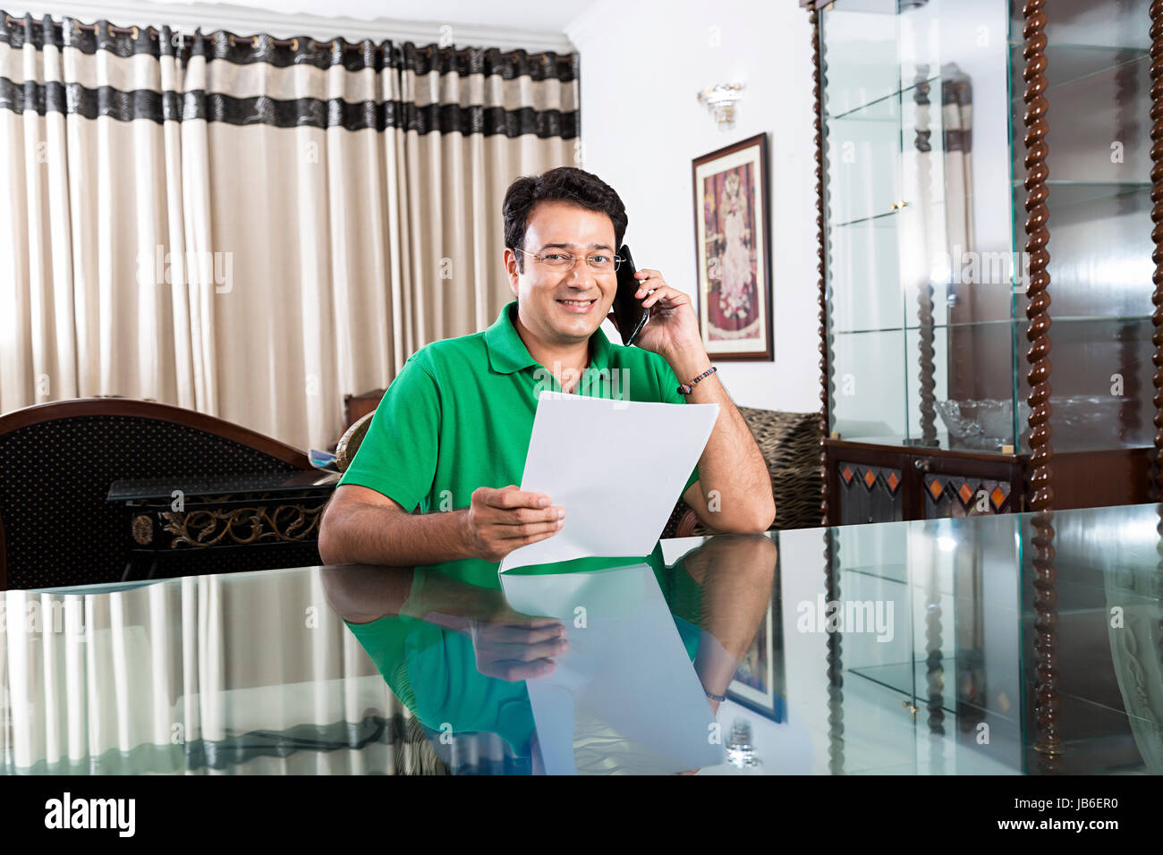 1 Person Only Adult Man At Home Bill Business Man Checking Document ...