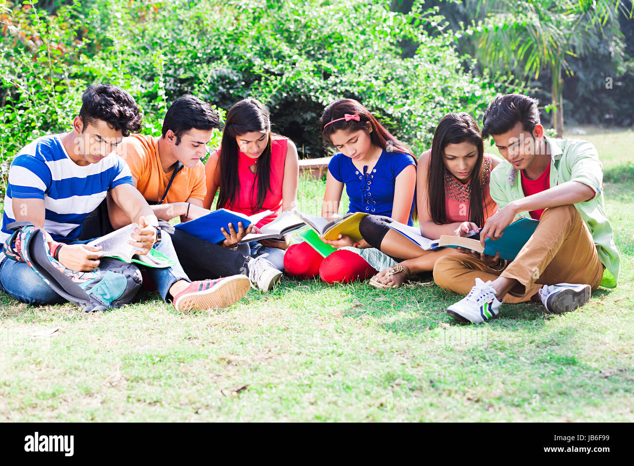 Group College Friends Students Book Studying In park Exam Preparing ...
