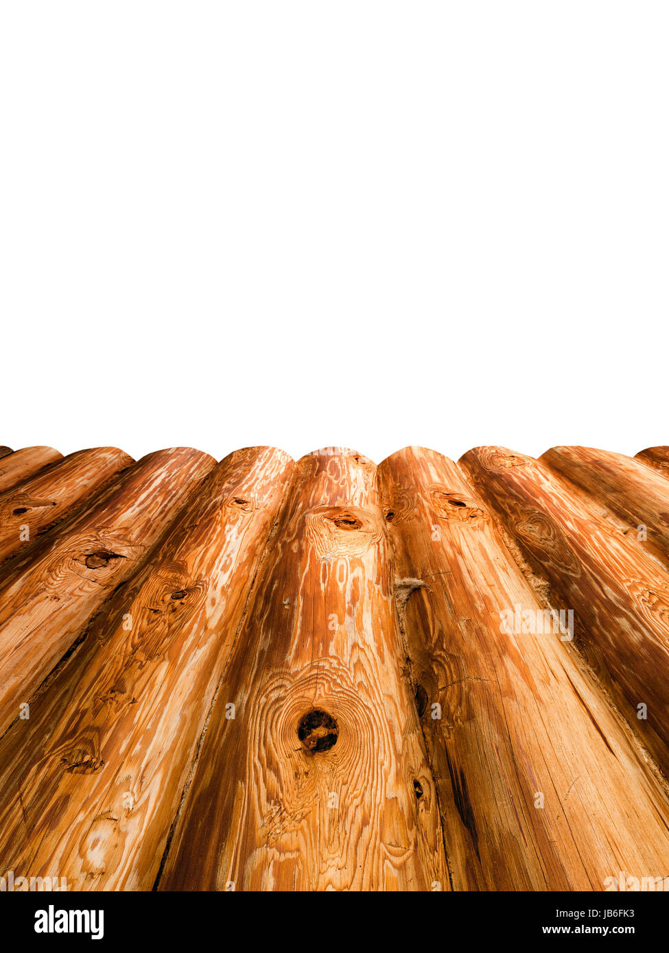 The platform of wooden log planks on a white background Stock Photo - Alamy
