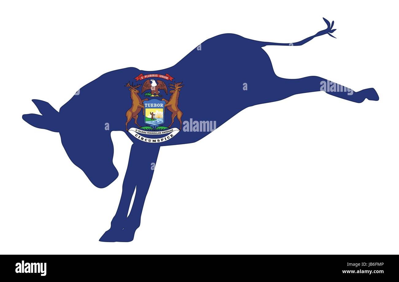 The Michigan Democrat party donkey flag over a white background Stock ...