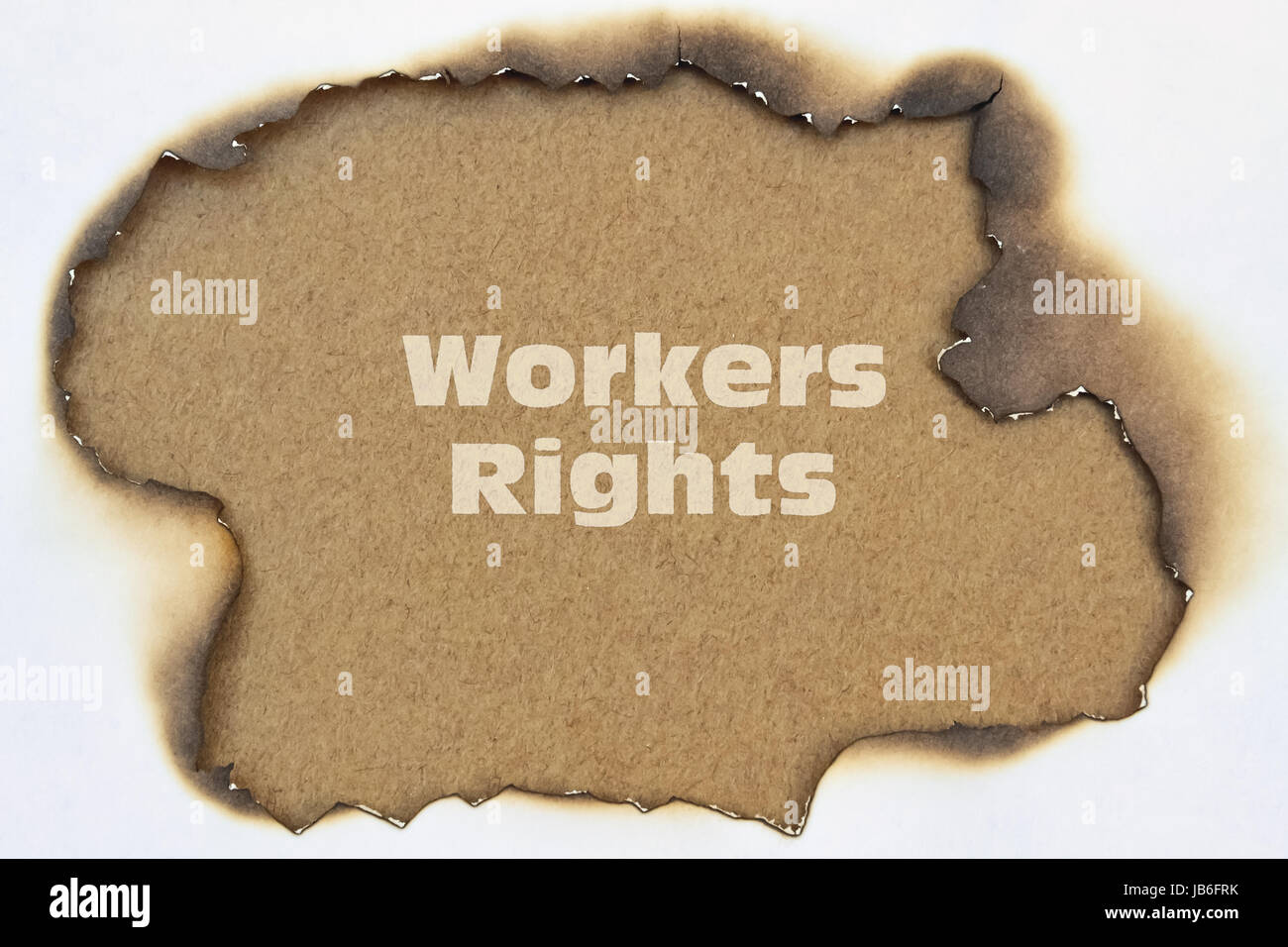 Text Workers Rights written on a burnt paper Stock Photo - Alamy