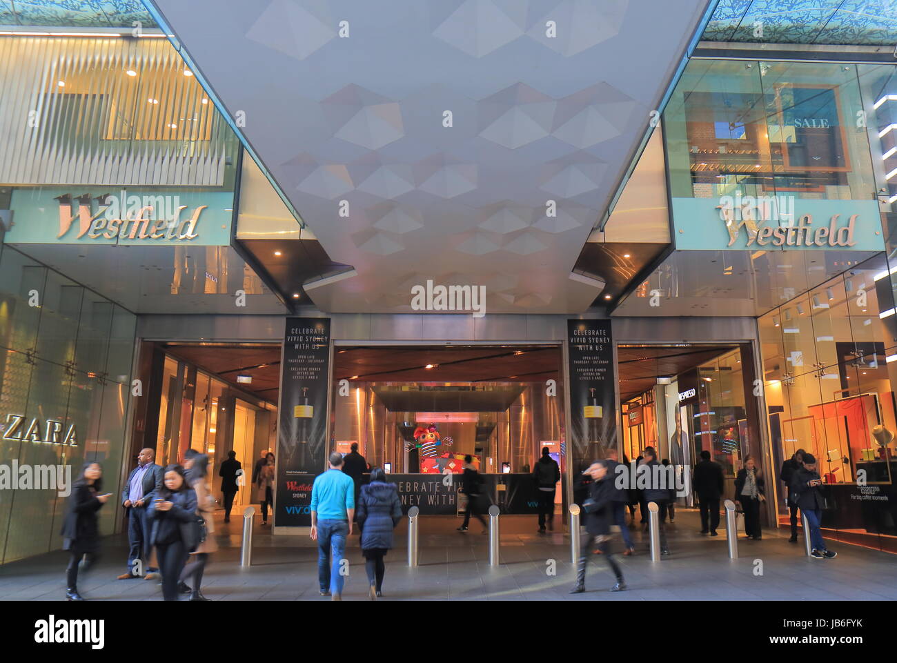 People visit Westfield department store in Sydney Australia. Westfield ...