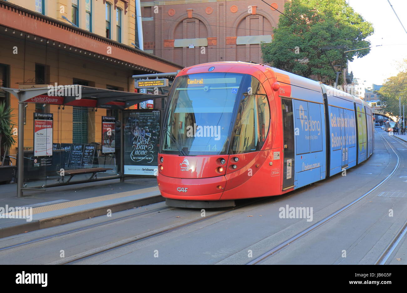 Light rail train runs in downtown Sydney Australia Stock Photo - Alamy