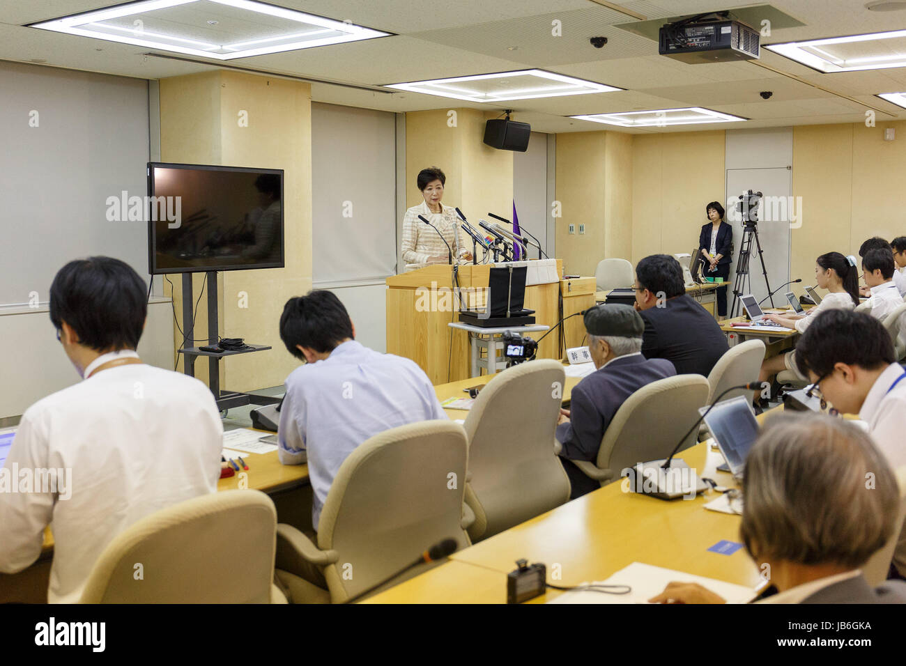 Tokyo, Japan. 9th June, 2017. Yuriko Koike leader of Tomin First no Kai ...
