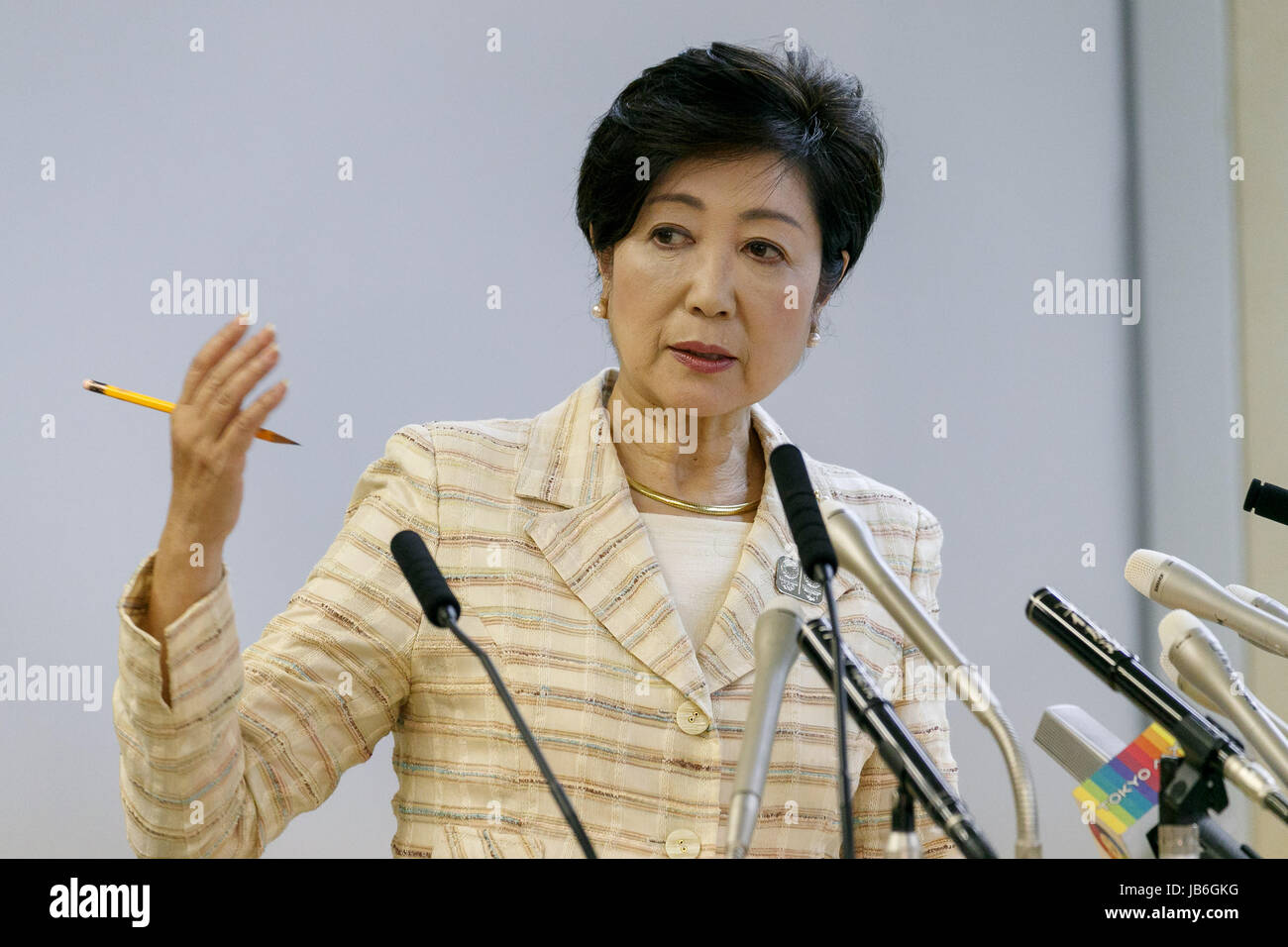Tokyo, Japan. 9th June, 2017. Yuriko Koike leader of Tomin First no Kai ...
