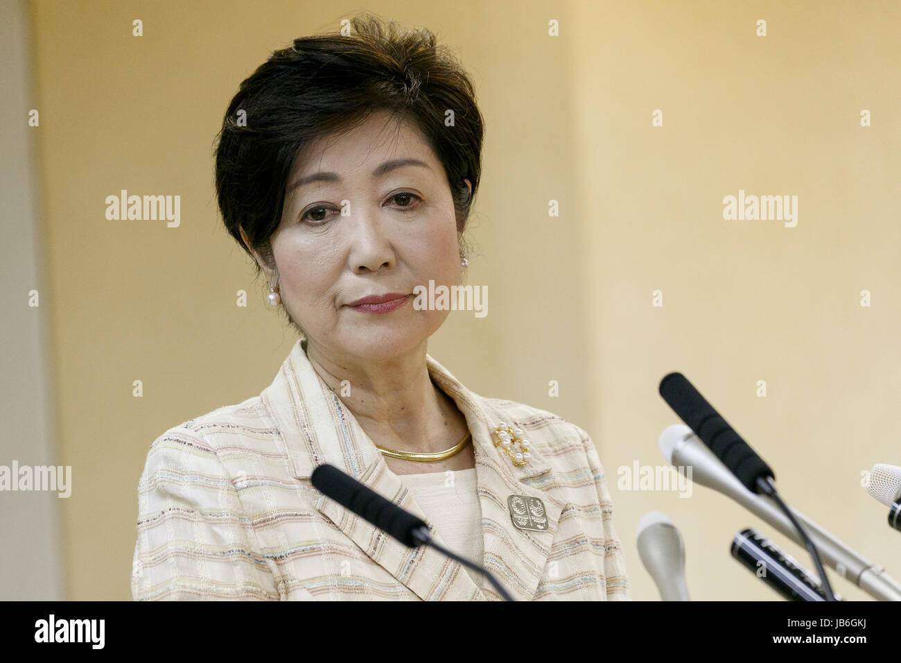 Tokyo, Japan. 9th June, 2017. Yuriko Koike leader of Tomin First no Kai ...